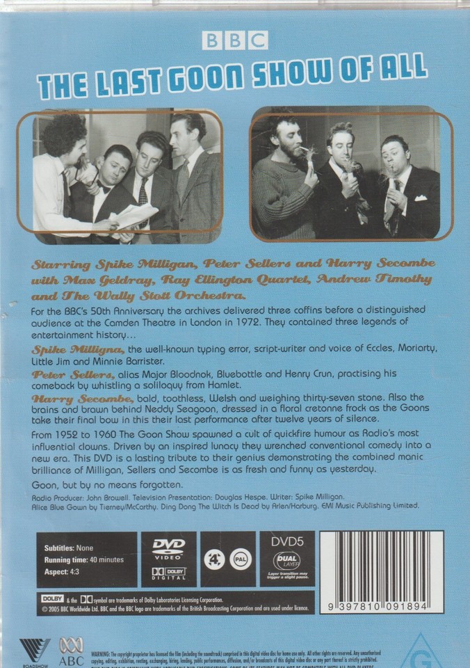 The Last Goon Show Of All - DVD | eBay