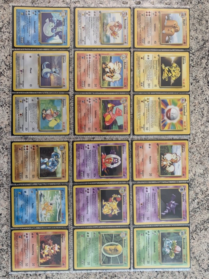 Komplettes 1. Edition Basis-Set 1999 – Deutsch Pokémon-Karten (102 ...