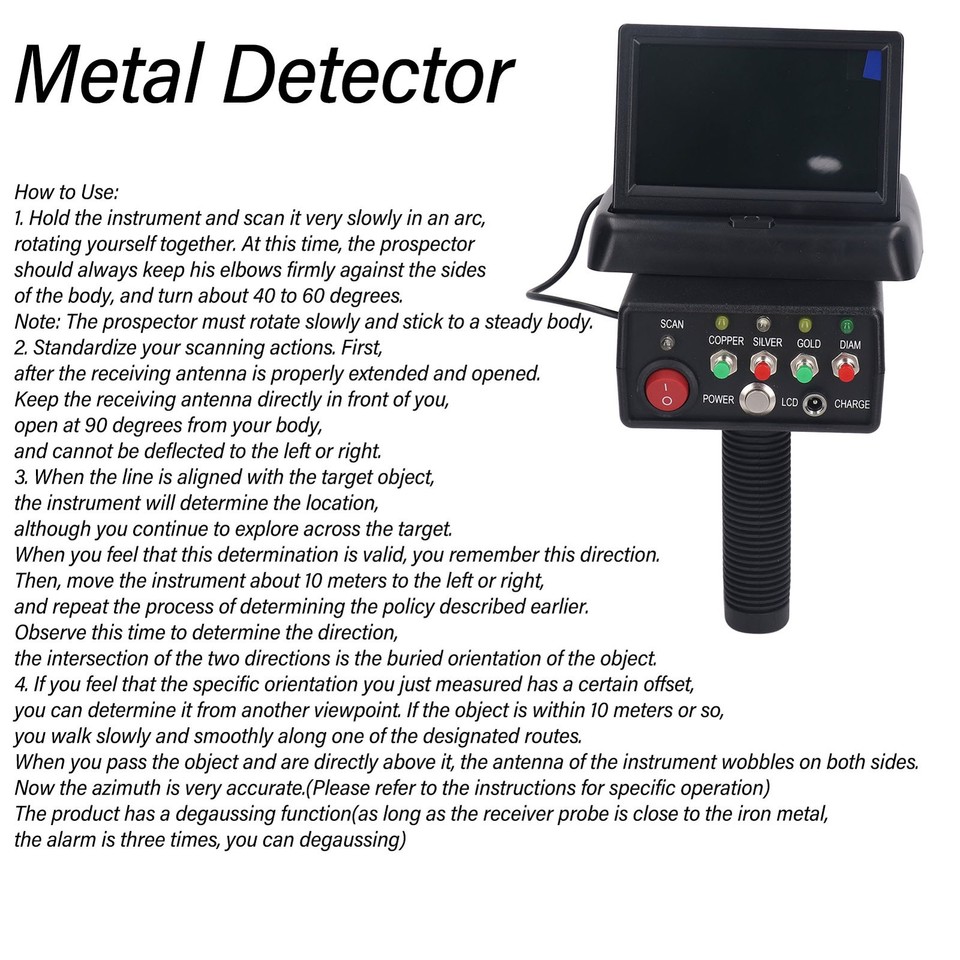 EU Metal Detector Scanner Underground Detect Identify Object Locator HD ...