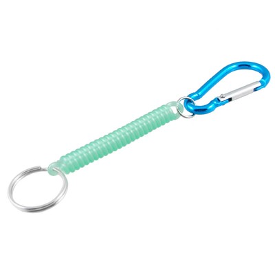 Carabiner Hook Light Blue Spring Stretchy Coil Keychain Key Chain Cord ...