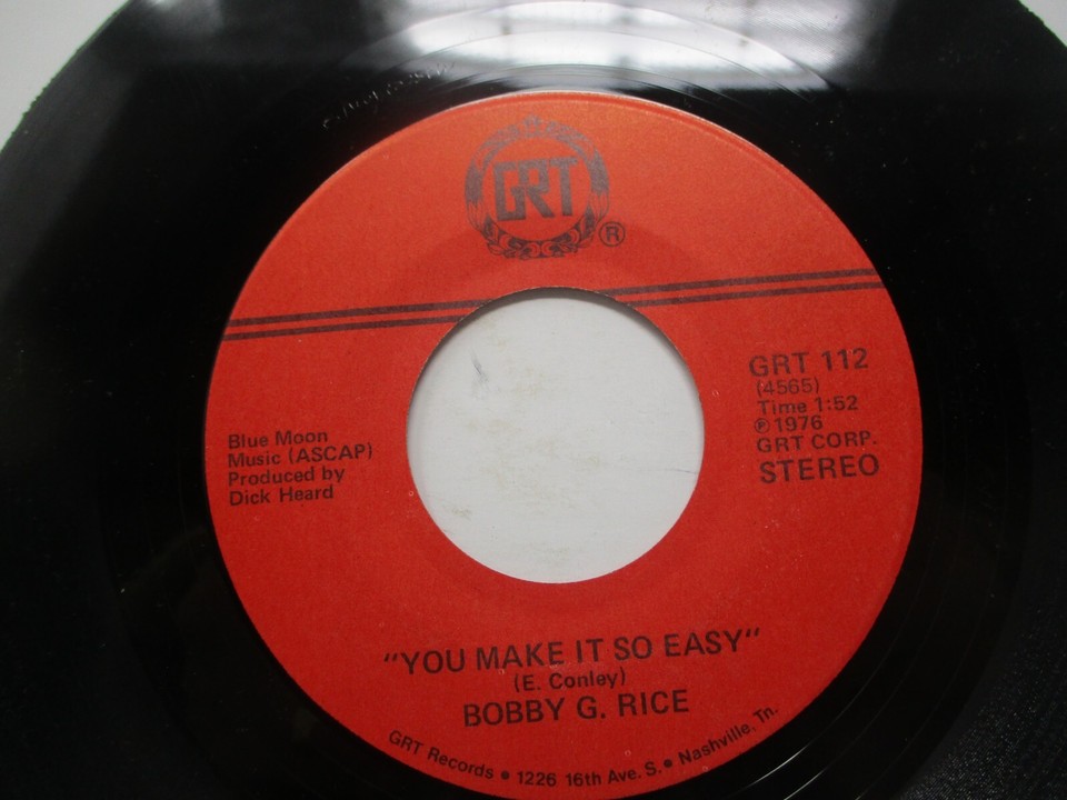 Bobby G. Rice Somewhere Over the Rainbow / You Make it So Easy 45 GRT ...