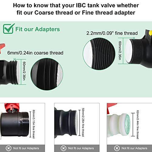 275-330 Gallon IBC Tote Water Tank 2.36'' Coarse thread+fine thread ...