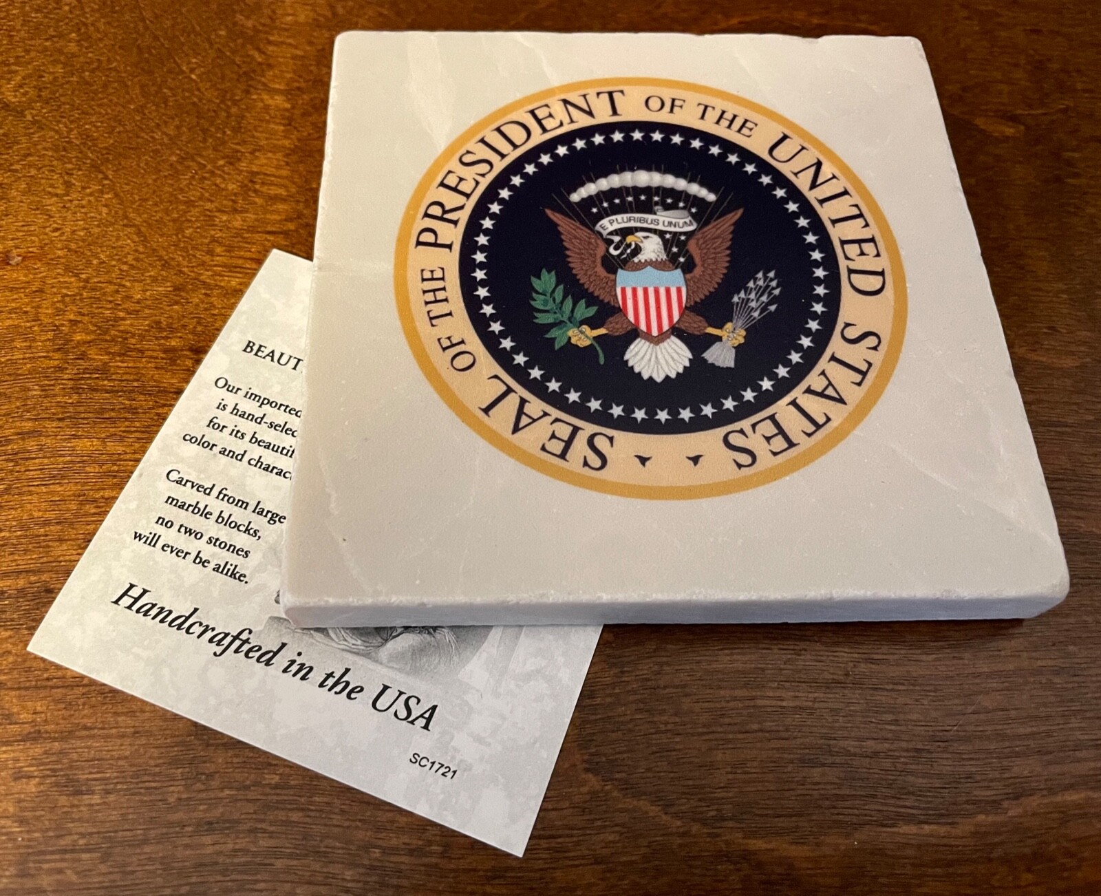 Set of 4 Beautiful White House Presidential Seal Marble Coasters - Made ...