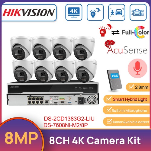 Hikvision 32MP 8K 8CH NVR 8MP Hybrid Light ColorVu IR Camera CCTV ...