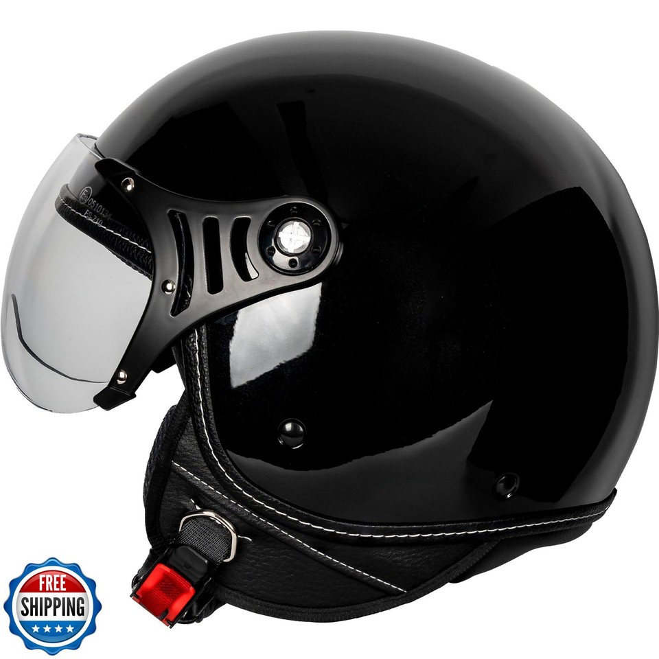 Yesmotor 3/4 Motorcycle Helmets Retro Open Face Vespa Scooters Helmet ...