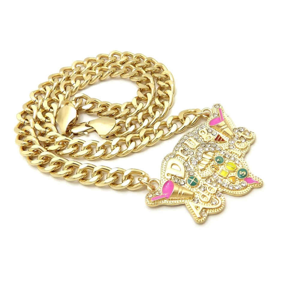 New Drug Addict Pendant & 9mm 18" Cuban Chain Hip Hop Necklace RC3657 ...