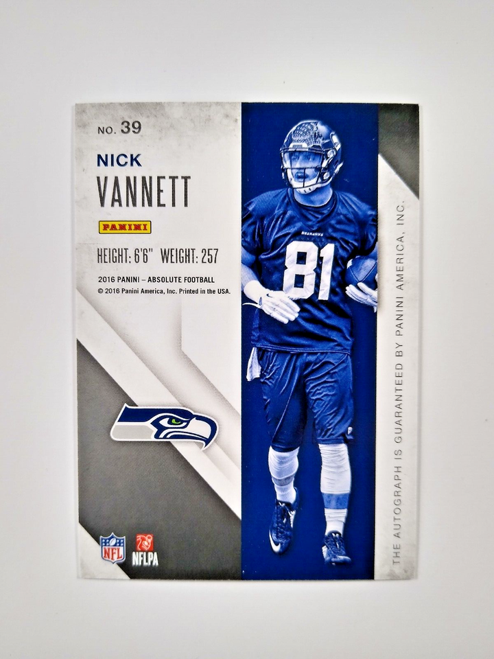 2018 Panini Absolute Rook Ink Nick Vannett #39 Rookie Auto RC | eBay