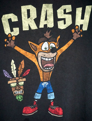 Crash Bandicoot Video Game Tee T Shirt Small Playstation Gamer Black | eBay