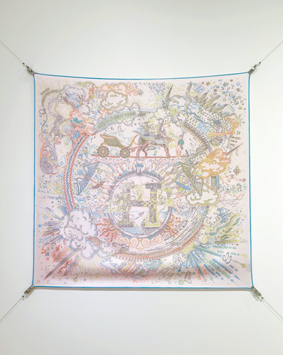 Hermes Square Scarf Connecting in progress double-sided same color ...