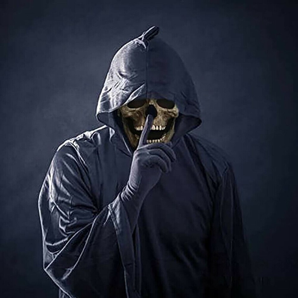 Realistic Movable Halloween Full Head Skull Mask Helmet with Jaw Horror ...