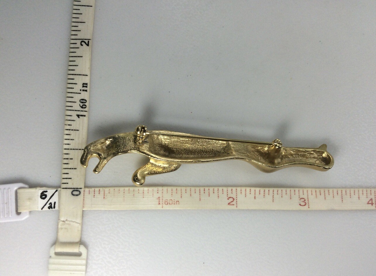 Vintage Long Goldtone Stalking Jaguar Cat Sports Car Logo Pin Brooch | eBay