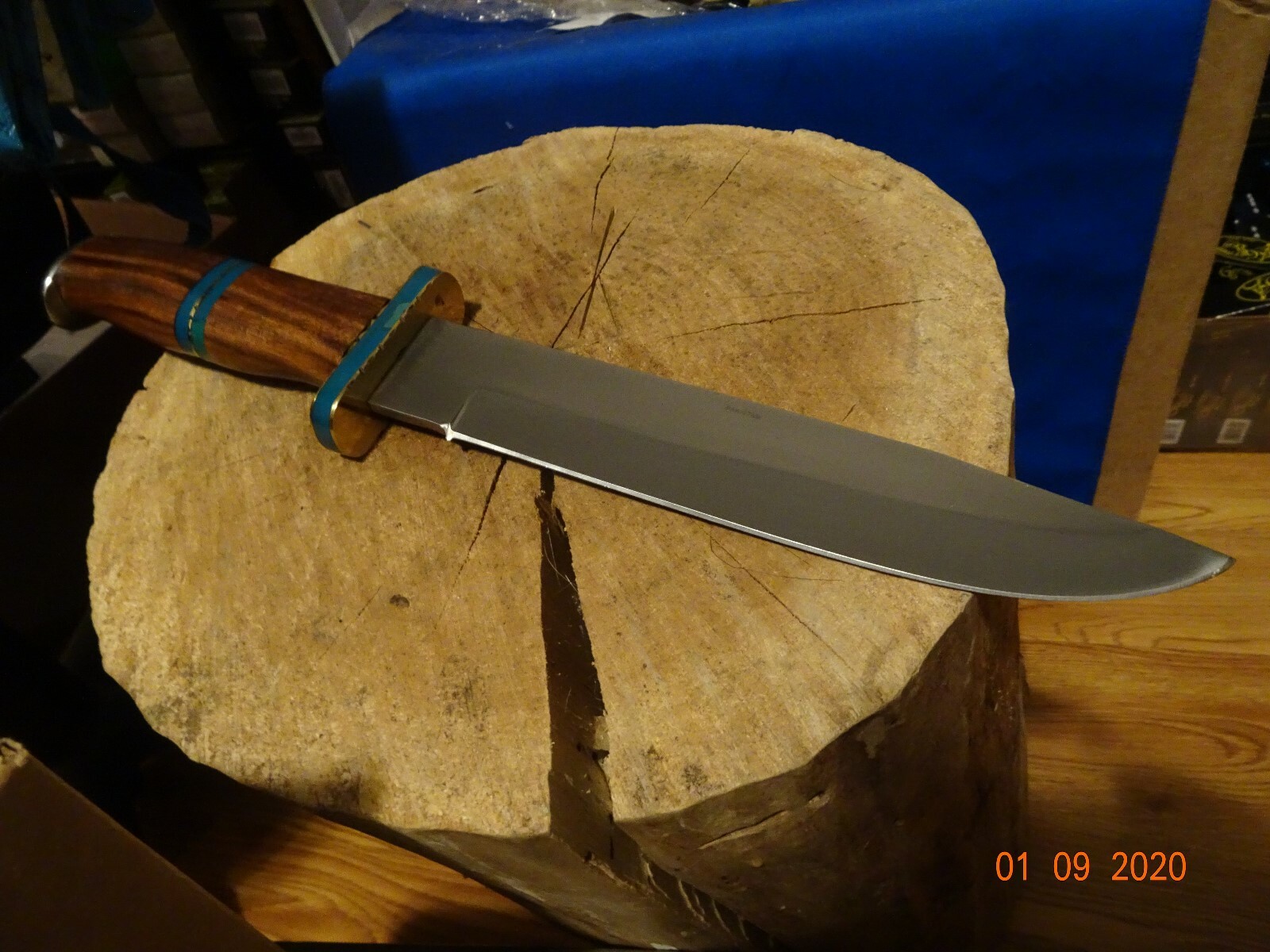 CHEROKEE STONE WORKS 14" BOWIE KNIFE 440 S.S. BLADE ROSEWOOD ...
