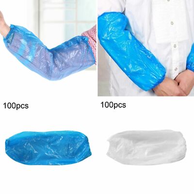100pk Disposable Plastic Arm Sleeves Oversleeves Protective Covers Blue ...