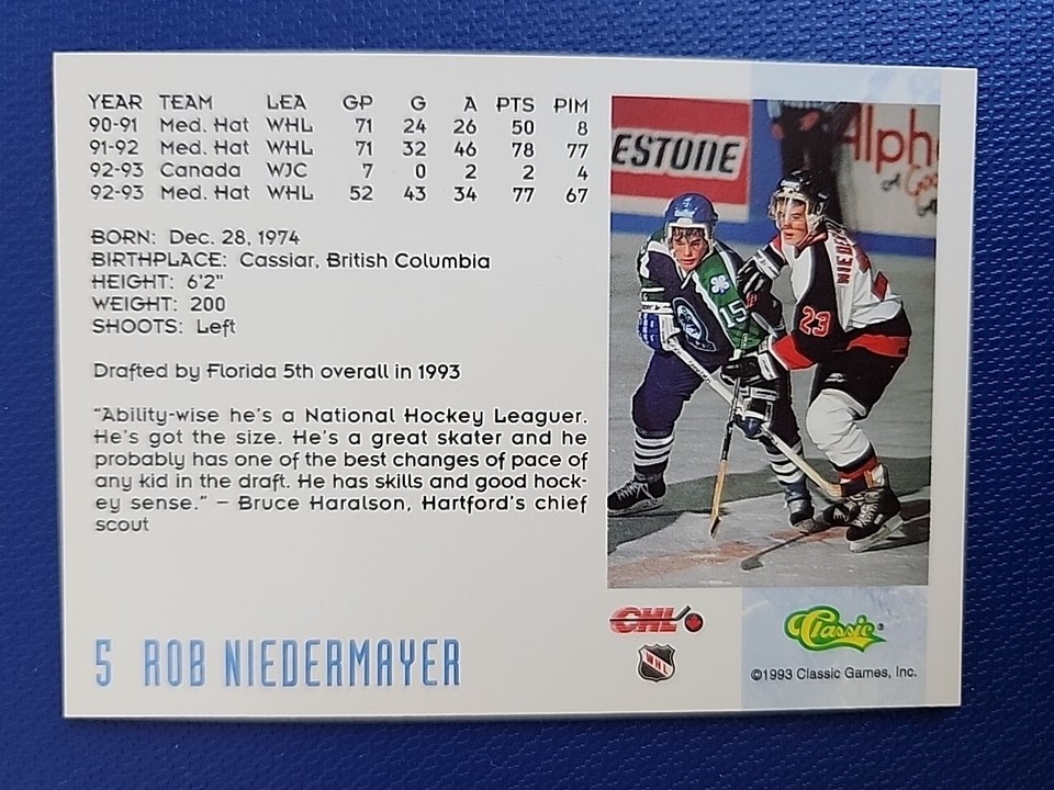 1993 Classic #5 Rob Niedermayer PANTHERS '93 Hockey Draft card🏒NM/MT | eBay