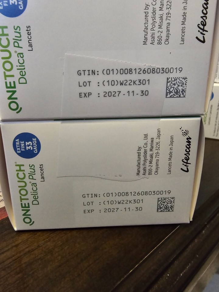 OneTouch Delica Extra Fine 33 Gauge Lancets 2 boxes 100 ct each 11/30/2027 812608030019| eBay