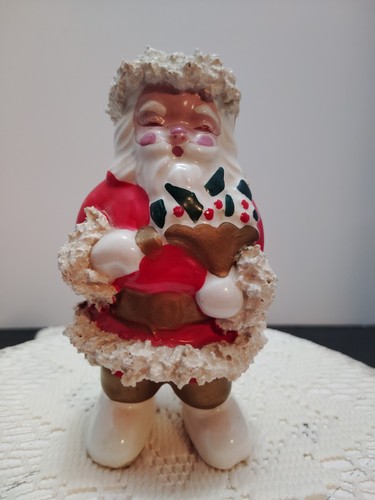 VINTAGE Ceramic Spaghetti Santa Claus With Dove Christmas Figurine Hand ...