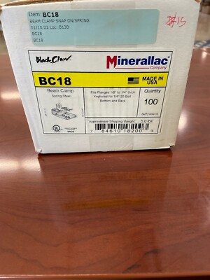 MINERALLAC BC18 BEAM CLAMP QTY 100 per box | eBay