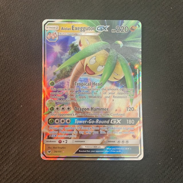 Pokémon TCG Alolan Exeggutor GX Crimson Invasion 74/111 Holo Ultra Rare ...