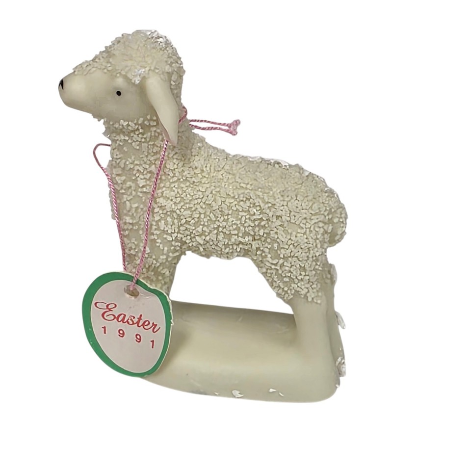 Dept 56 Flocked Lamb Figurine 7393-8 Easter Spring Decor w/ Original ...
