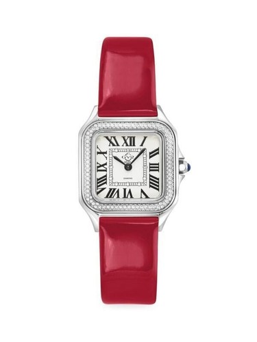 Gervil GV2 Milan Diamond Swiss Quartz 27.5mm Square Red Strap Limited ...