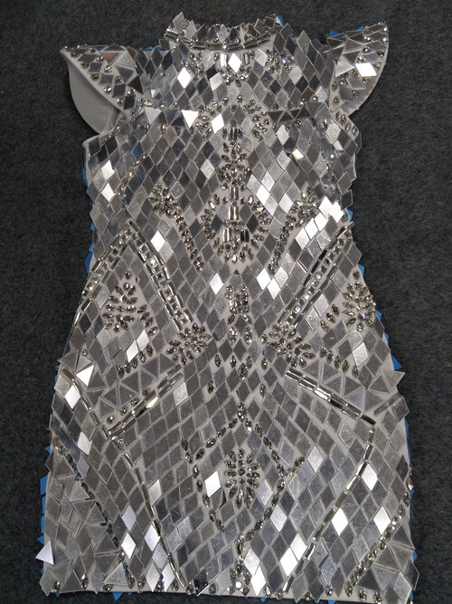 Shiny Silver Mirror Crystal Dress Women Rhinestone Dress Party Stage ...