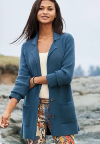 Peruvian Connection Naples Yacht Club Cardigan Sweater Blue Womens M ...