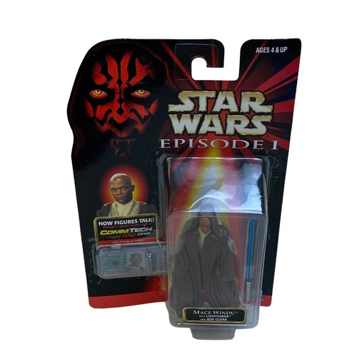 Star Wars Hasbro Episode 1- Mace Windu with Lightsaber and Jedi Cloak Comm Tech | eBay