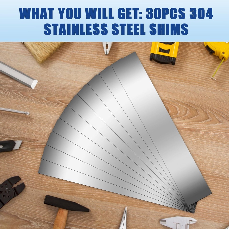 30 Pieces Shim Stock Assortment Metal Shim Stock 304 Stainless Steel ...