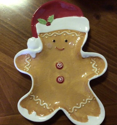 Potter’s Studio Christmas Gingerbread Boy Ceramic Plate/Platter-New | eBay