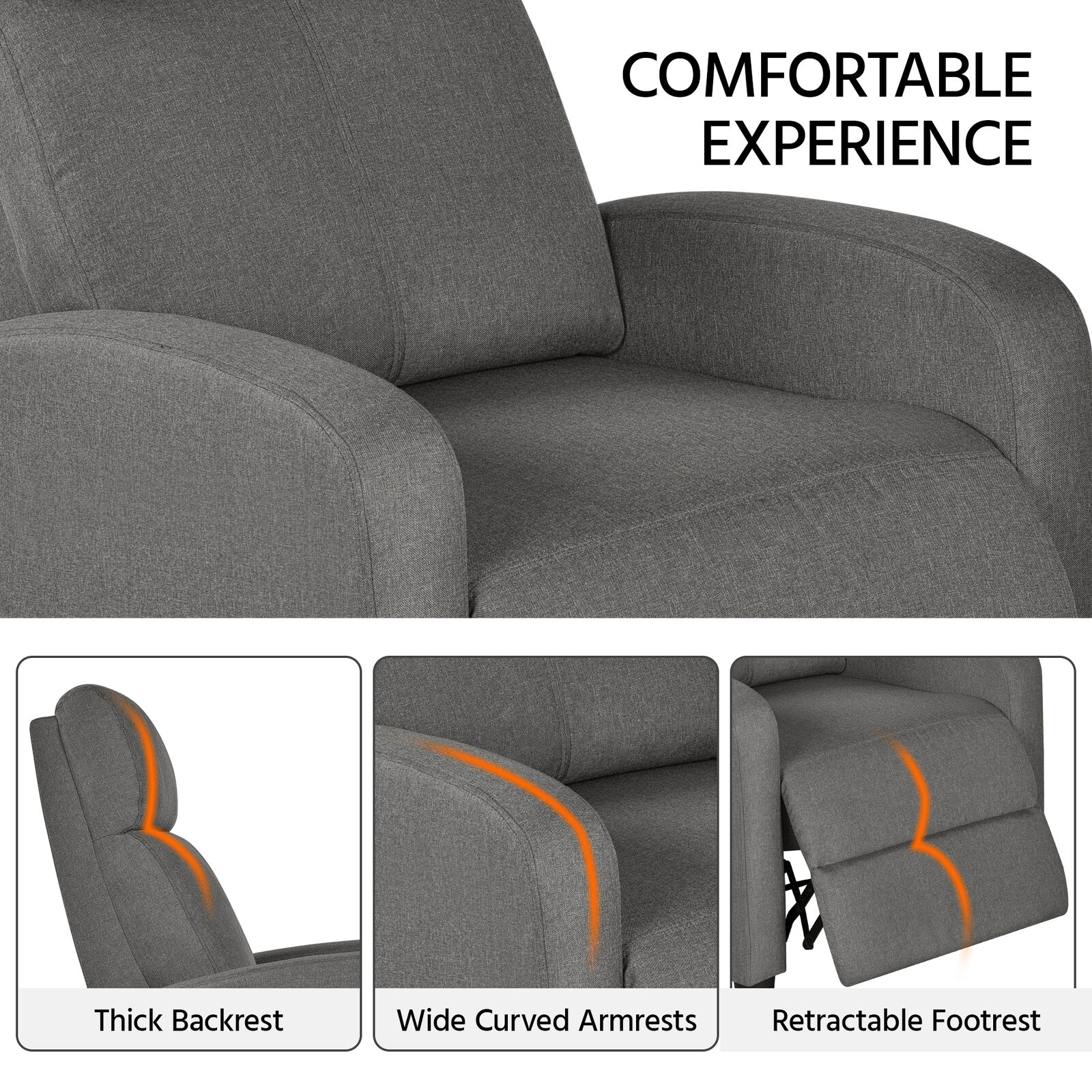 Recliner Chairs Single Modern Reclining Sofas Home Theater Seating Club ...