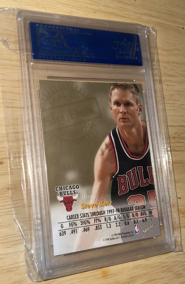 1998 Skybox Premium Steve Kerr Auto CHICAGO BULLS SP Autographics PSA 9 ...