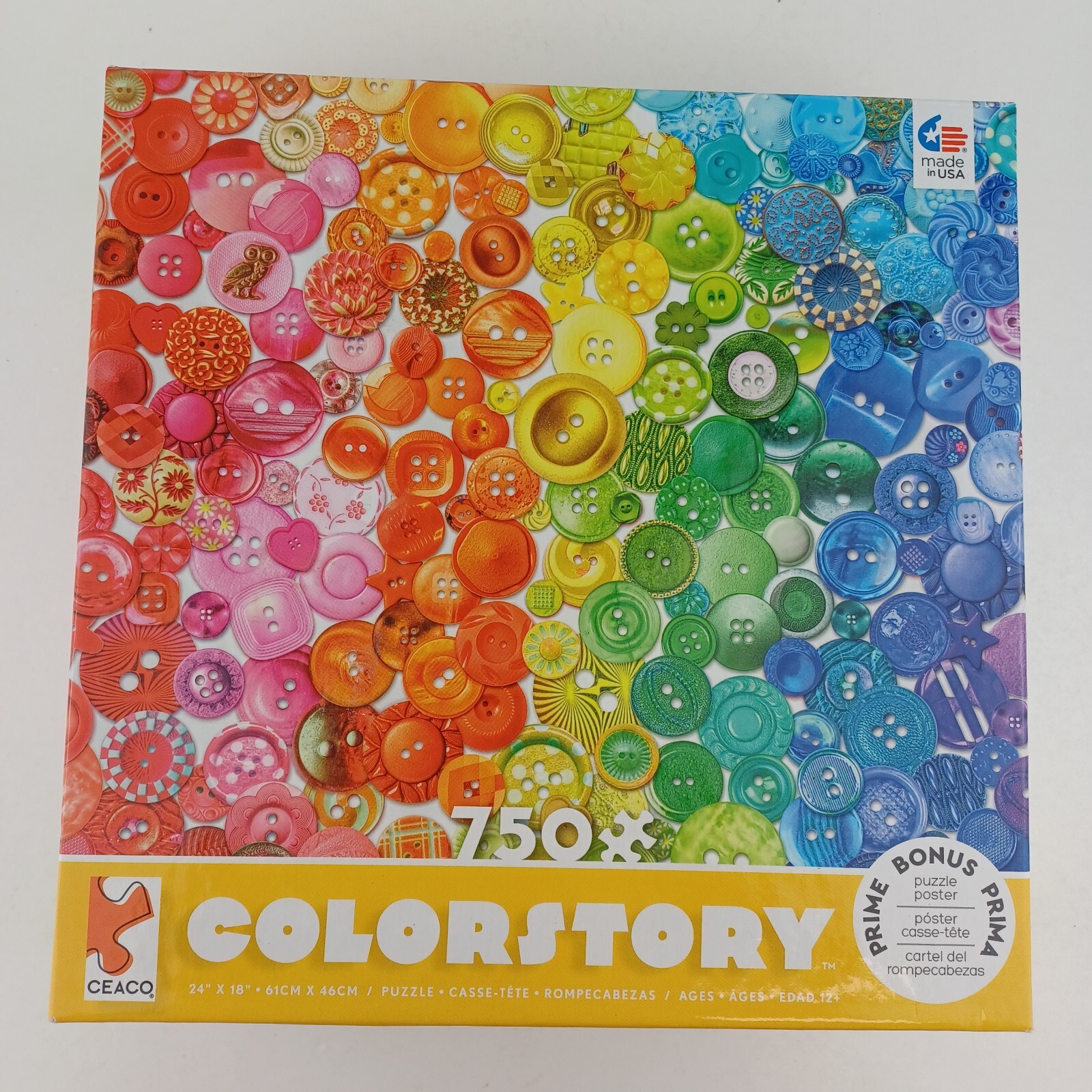 Ceaco COLORSTORY 750 pc puzzle Rainbow Buttons w/Poster Bagged ...