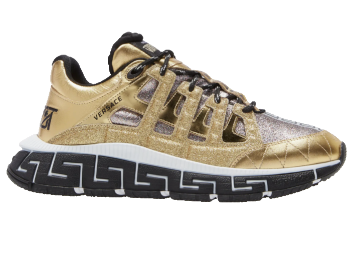 $1125 Men's Versace Trigreca Gold Glitter Sneakers DSU80941A02748 6Y090 ...