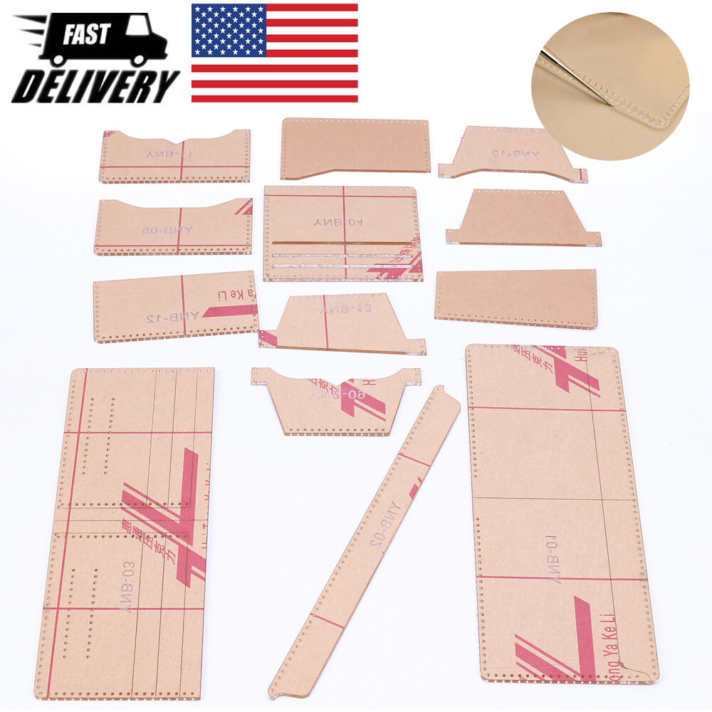 13Pcs Clear Acrylic Wallet Pattern Template Stencil DIY Leather Craft ...