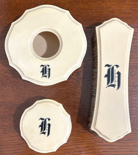 Vanity Dresser 3pc Ivory Py-ra-lin Du Barry Pyralin Brush, Hair, Box ...