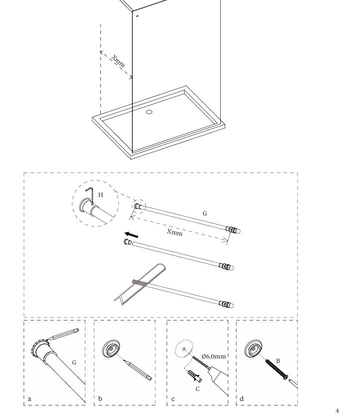 Arcade 1200mm Walk Thru with Two Bracing Bars - Nickel RRP £600 | eBay UK