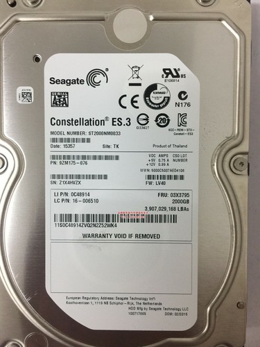 Lenovo ST2000NM0033 03X3795 0A89475 03T7847 2TB Hard Disk 3.5 SATA ...