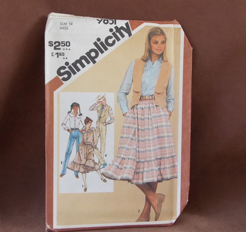 Simplicity Misses Skirt, Pants, Shirt & Lined Vest Size 14 Uncut ...