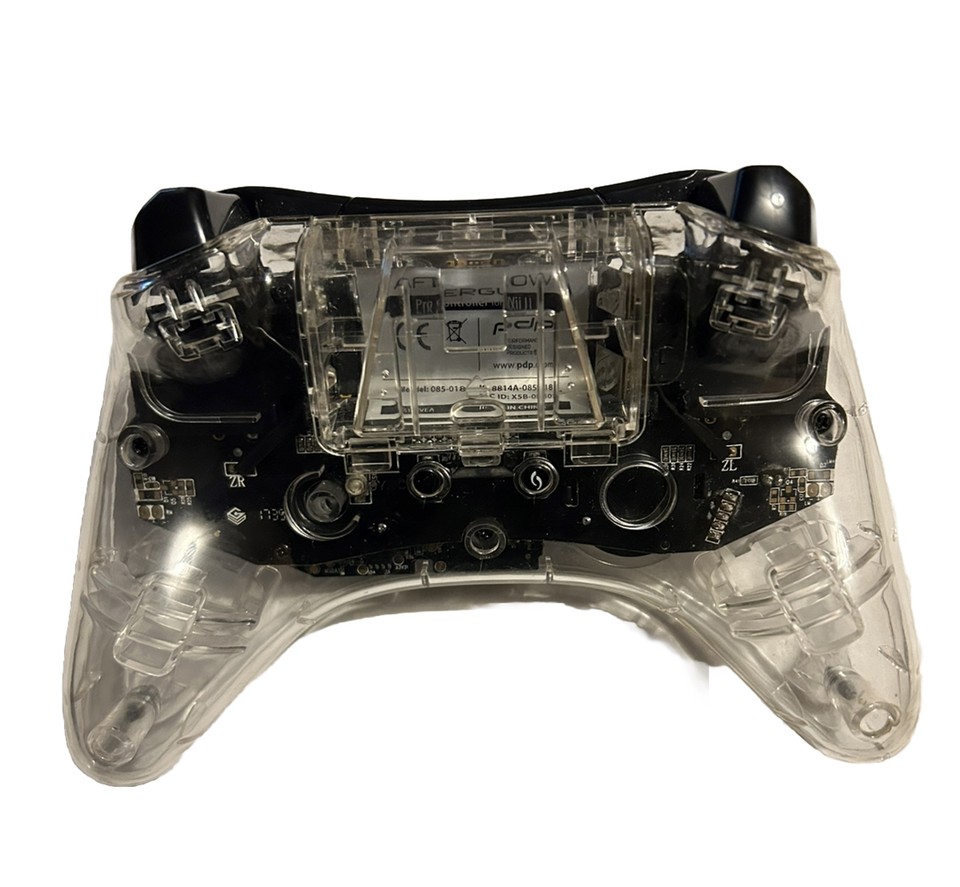 Nintendo Wii U Pro Controller AfterGlow Wireless Clear LED Gaming 085 ...