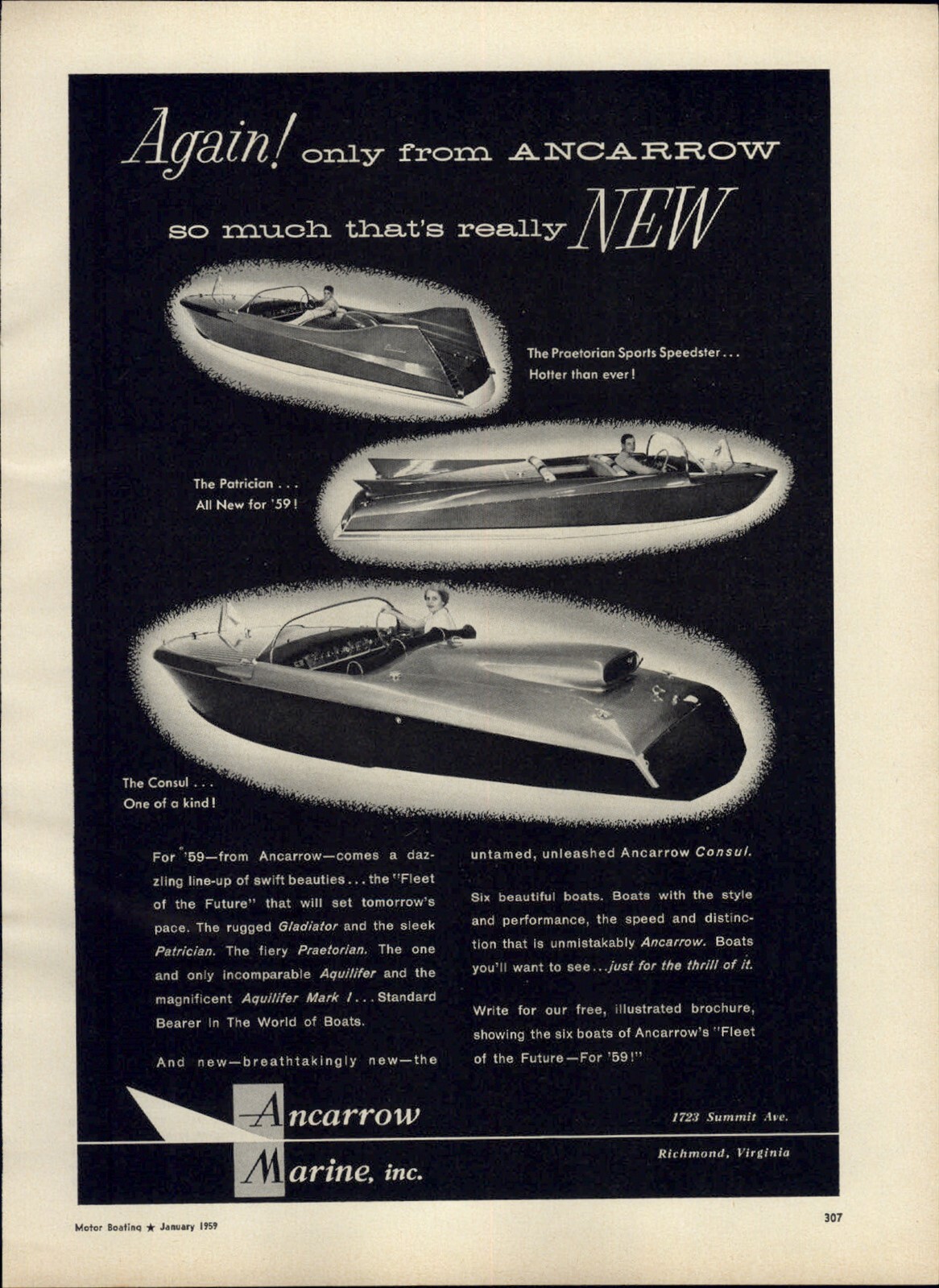 1959 PAPER AD Ancarrow Patrician Praetorian Sports Speedster Consul ...