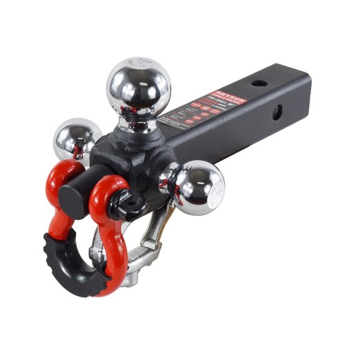 Trailer Hitch Tri-Ball Hitch with Rotatoble Tow Shackle and Tow Hook ...