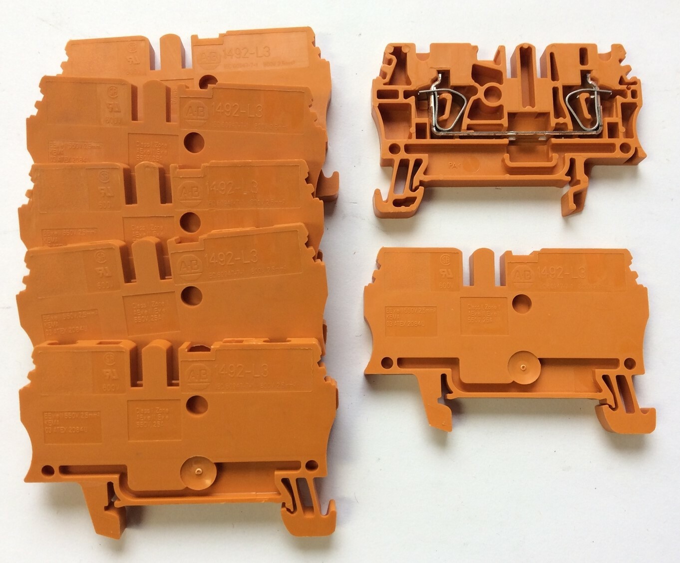 Lot of 43 Allen Bradley 1492-L3 Spring Clamp Terminal Blocks 600V 25A ...