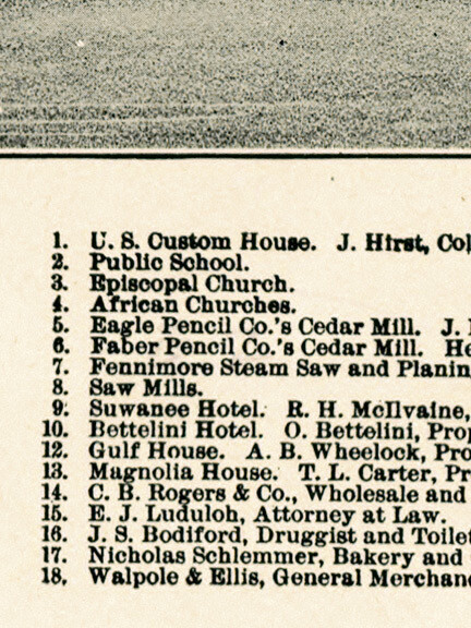 Bird's Eye View 1884 Cedar Key Florida Vintage Style City Map - 20x36 ...