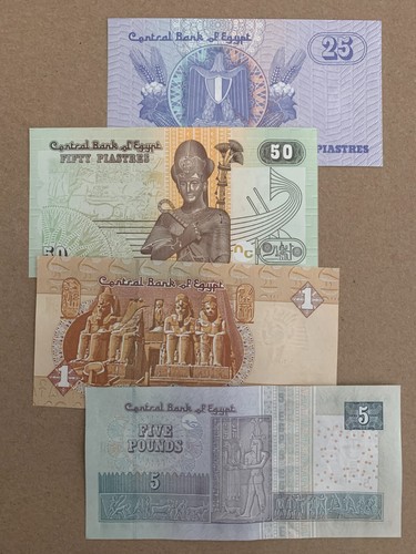 4 Pcs Egyptian Pound Banknote Set World Paper Money Egypt Currency Lot ...