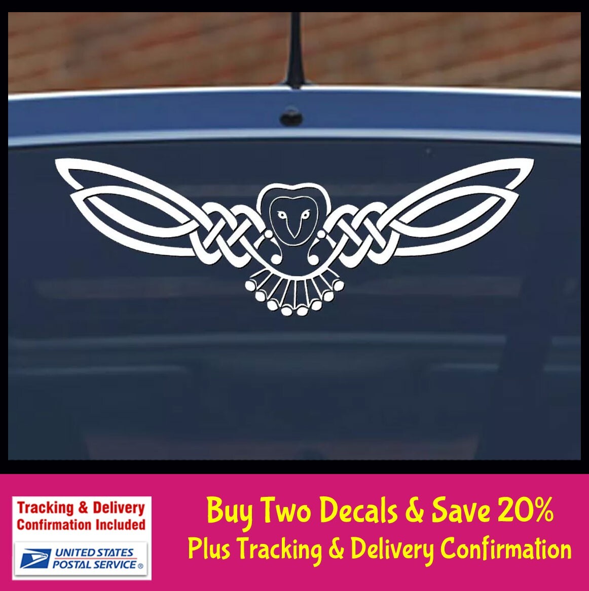 Celtic Owl Knot - 11" Vinyl decal, Irish Tribal Trinity car truck ...