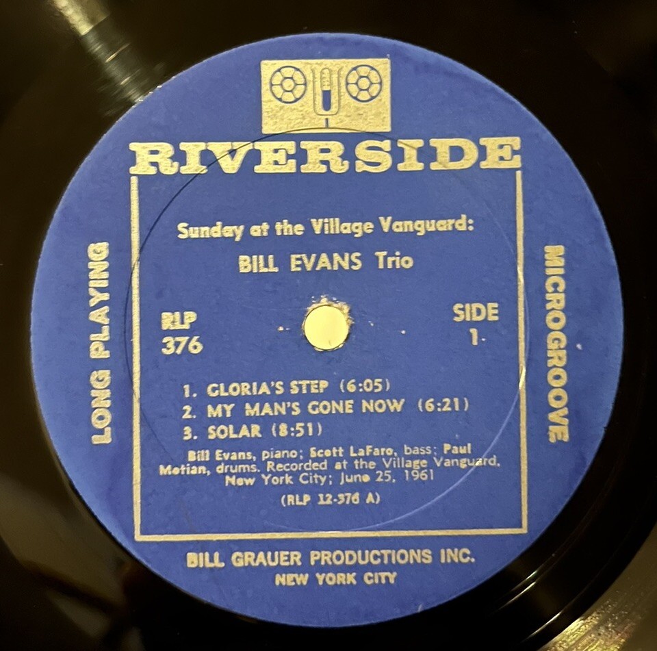 Bill Evans Trio Sunday At Village Vanguard 1st Mono Riverside RLP 376 ...