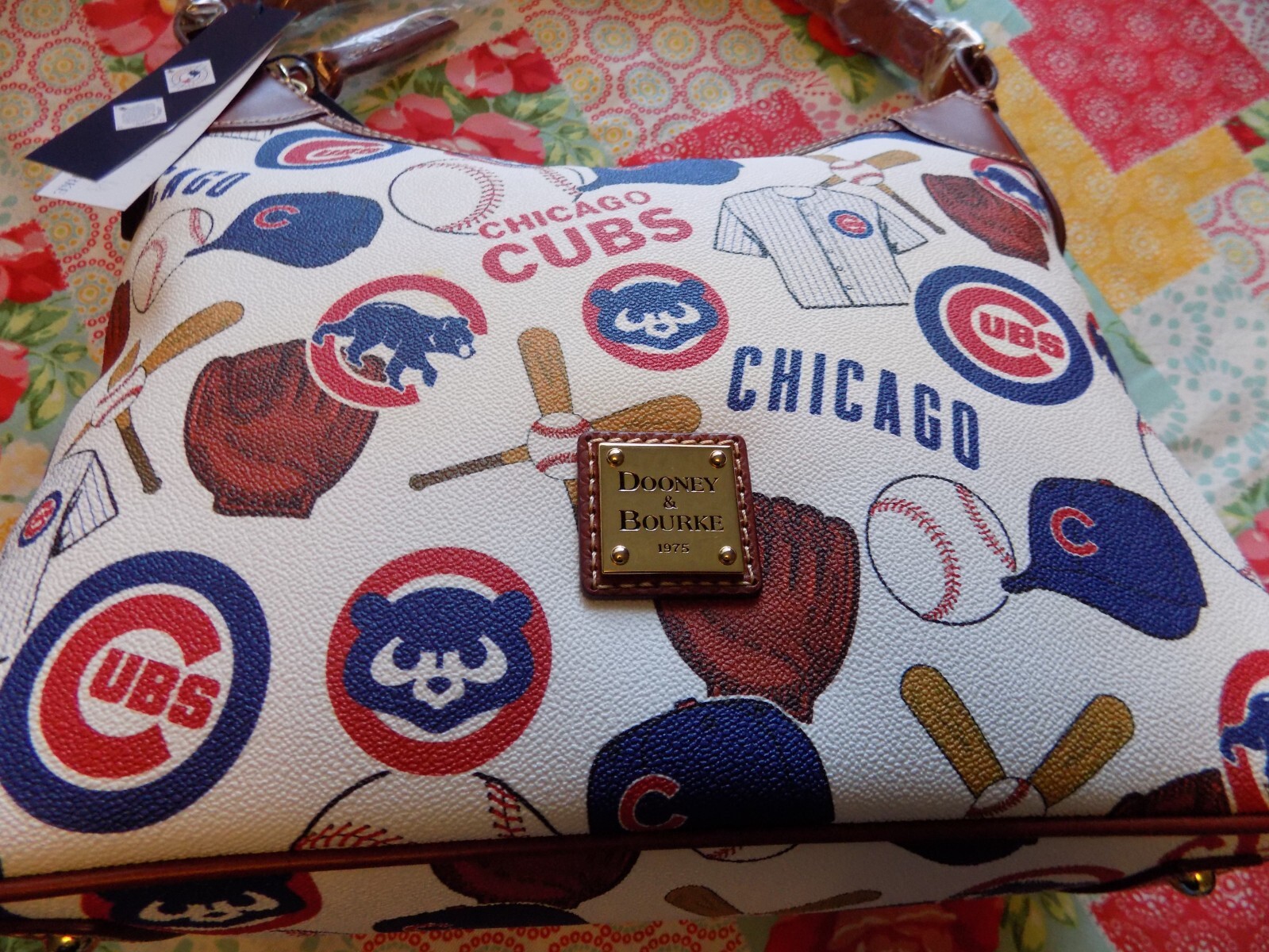 NWT White Multi Colored Dooney And Bourke Chicago Cubs Hobo Bag ...