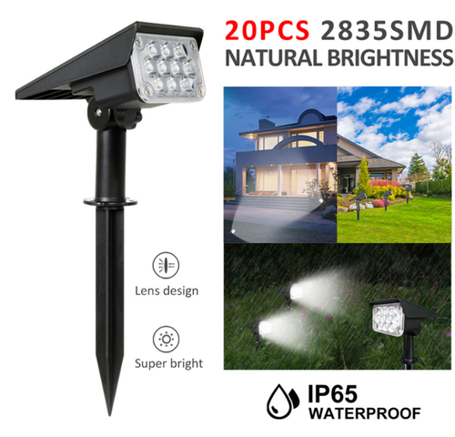 Solar 20-LED Spotlight Landscape Light Outdoor Garden Waterproof ...