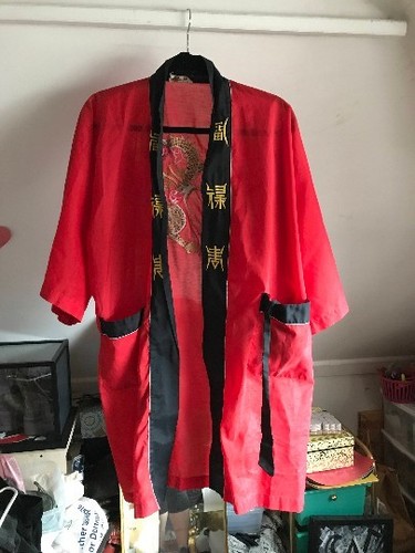 Peacock Vintage Chinese Red Robe, Embroidered Dragon and Language ...