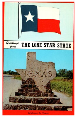 Stone Marker for Visitors to Texas on State Line Vintage Postcard | eBay